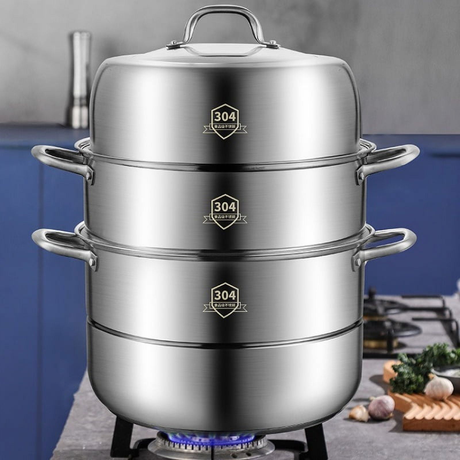 1 set 3-Tier Stainless Steel Steamer Set - Easy Chinese Kitchen Cooking ...