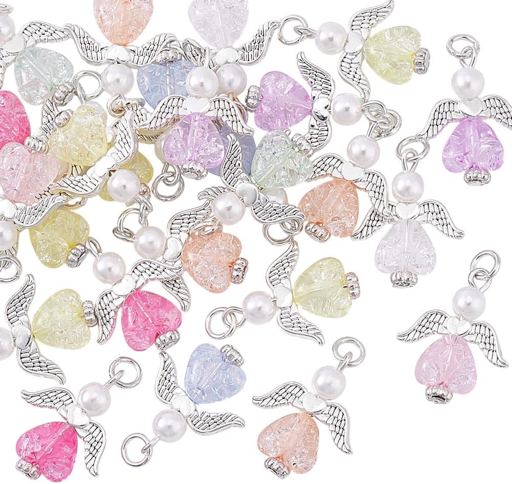 1 set 30pcs Acrylic Pendants Angel Charms with Alloy Iron Findinds ...