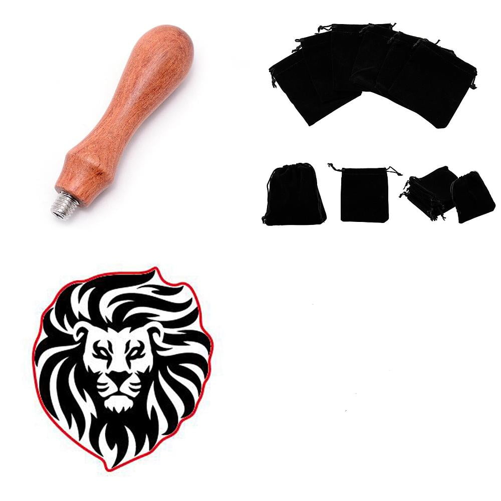 1 set 3pcs 3 style Brass Stamp Head with Pear Wood Handle and Rectangle ...