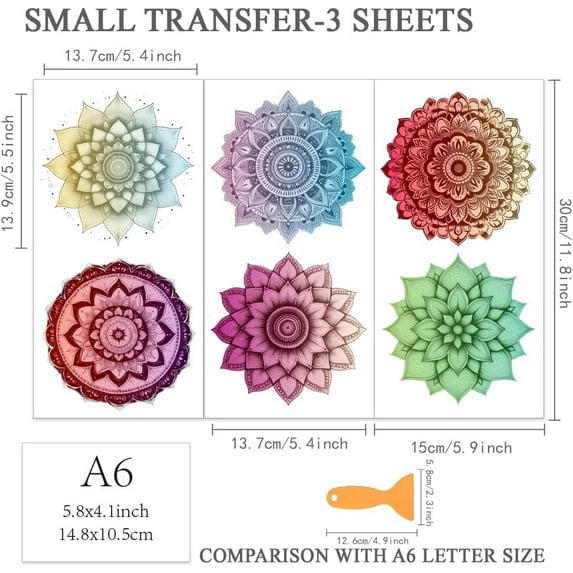 1 set 3pcs/Set Mandala Pattern Rub on Transfers for Furniture and ...