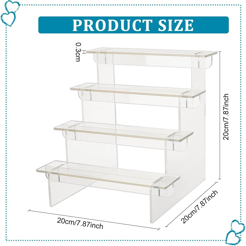 1 set 4-Layer 7.8Inch Acrylic Riser Display Shelf Rectangle Acrylic ...