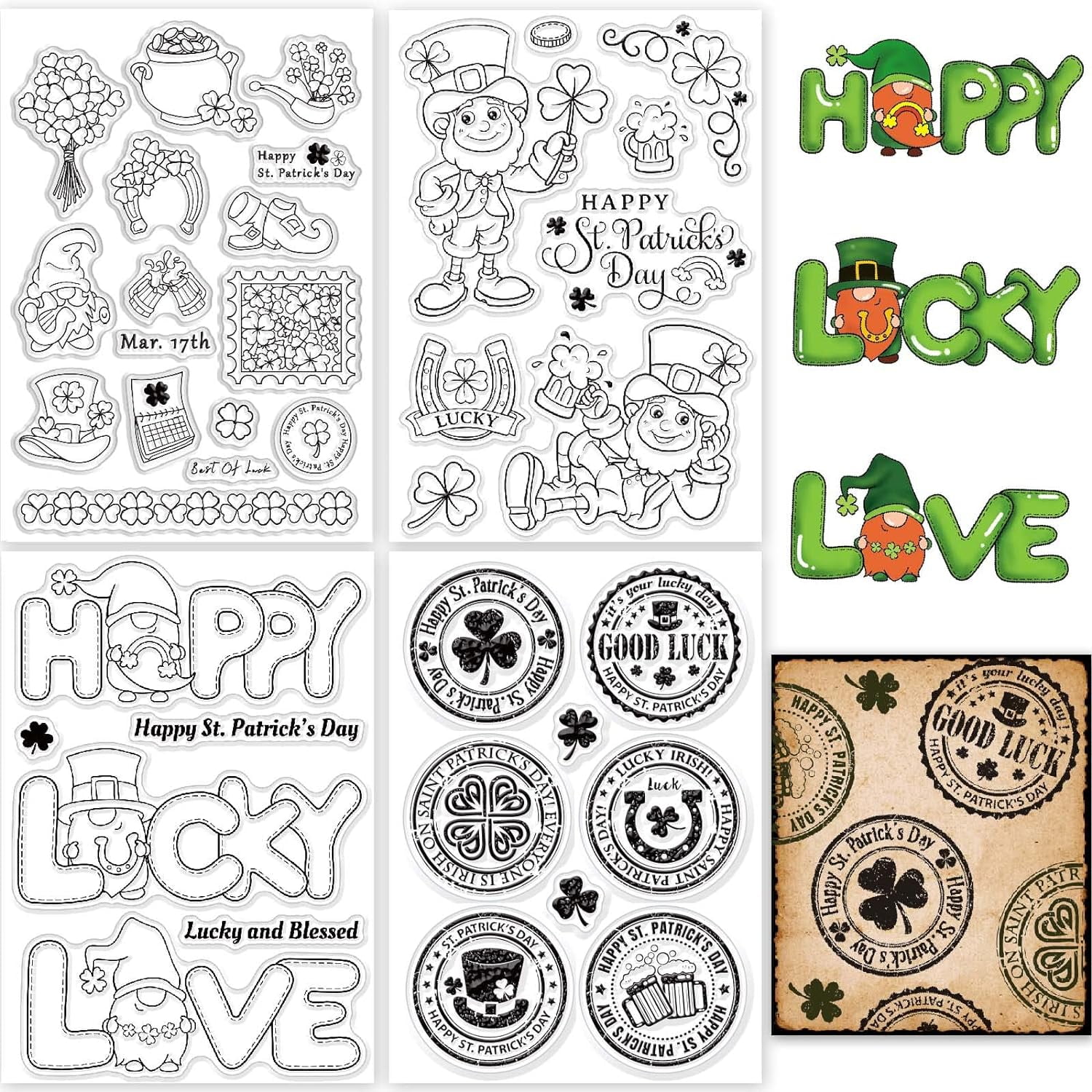 1 set 4 Sheets 4 styles PVC Plastic Stamps for DIY Scrapbooking Photo ...
