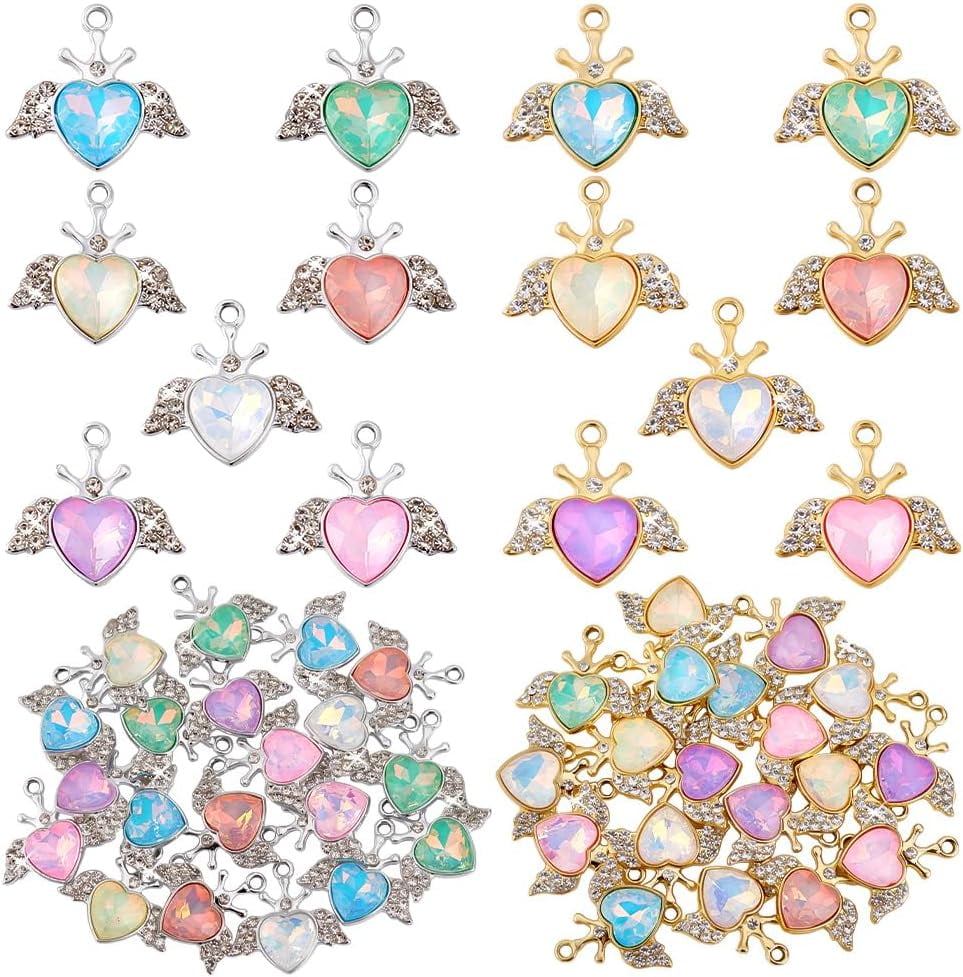 1 set 40pcs 2 colors UV Plating Alloy Mixed color Glass Rhinestone ...