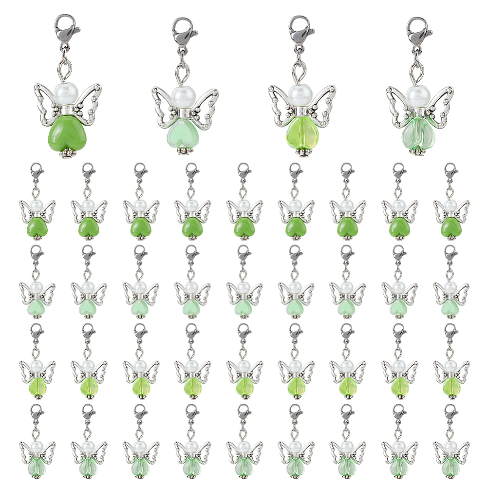 1 set 40pcs 4 styles Angel Acrylic & Glass & Alloy Pendant Decortions ...