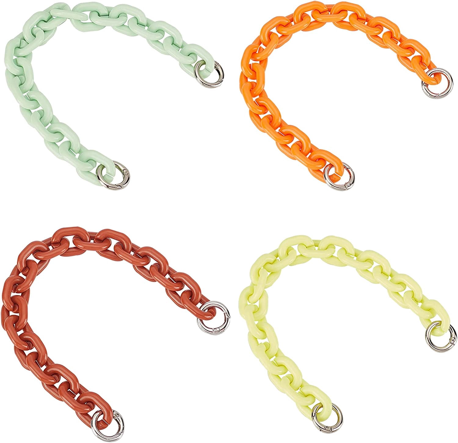 1 set 4pcs 4 colors Acrylic Cable Chains bag Strap with Iron Spring ...