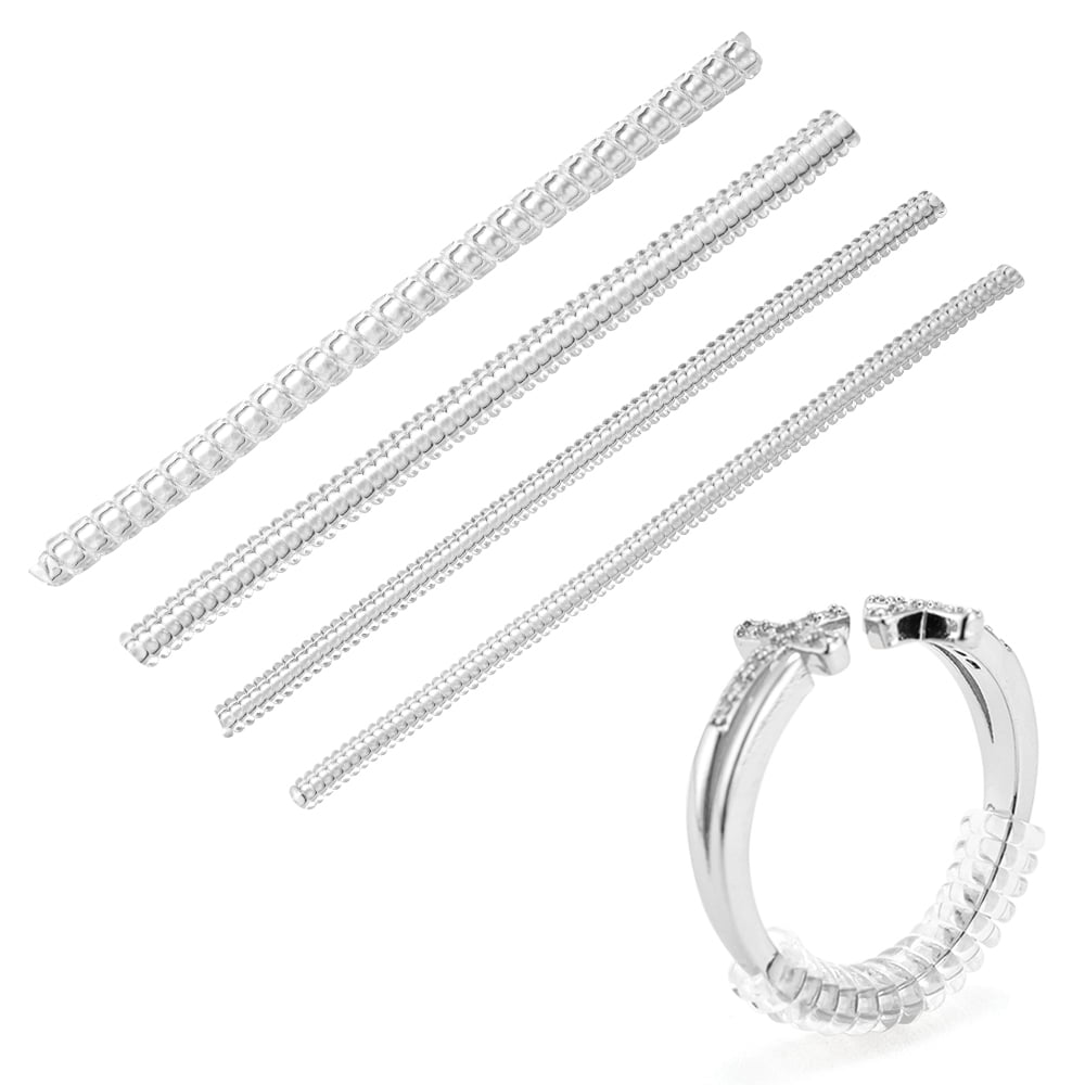 1 set 4pcs 4 style Plastic Spring Coil Invisible Ring Size Adjuster ...