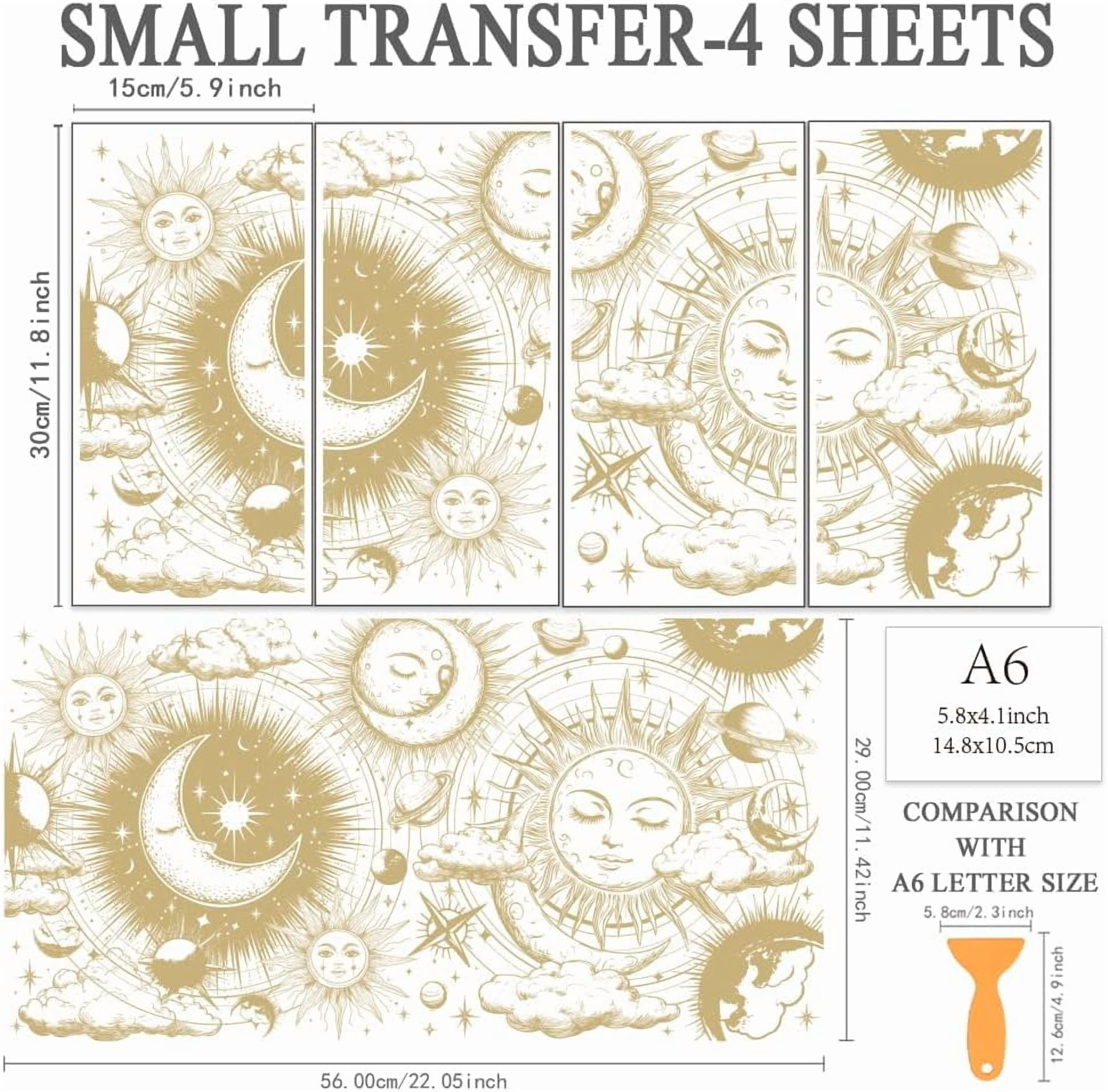 1 set 4pcs/Set Sun and Moon Rub on Transfers for Furniture and Crafts ...