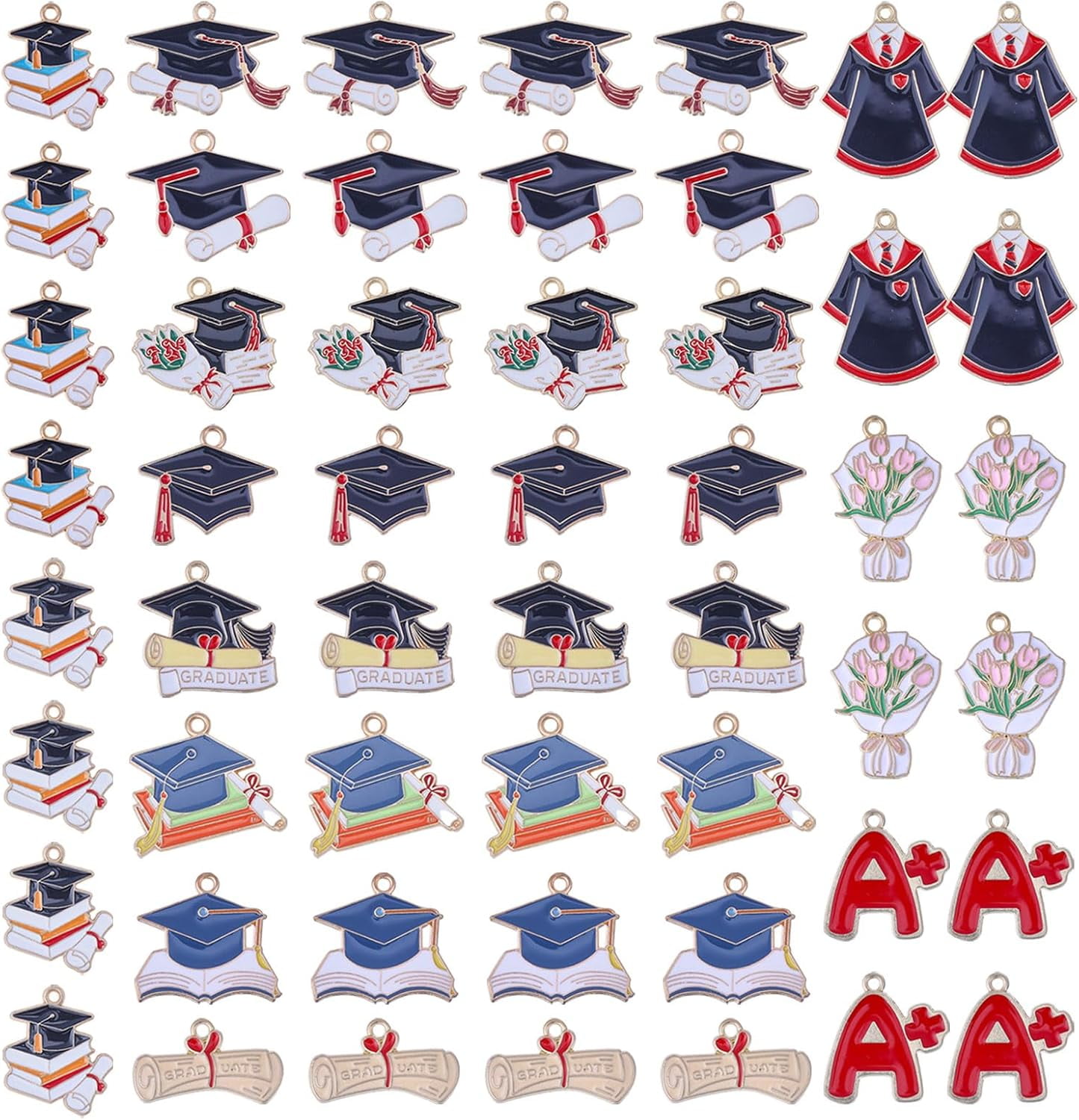 1 set 52 Pcs 13 Styles Graduation Charms Graduation Enamel Pendants ...