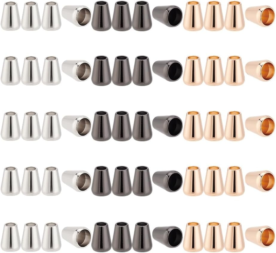 1 set 60pcs 3 colors Zinc Alloy Cord Ends End Caps Cone Mixed color ...