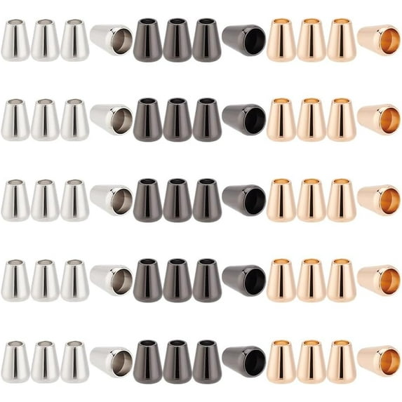 1 set 60pcs 3 colors Zinc Alloy Cord Ends End Caps Cone Mixed color ...