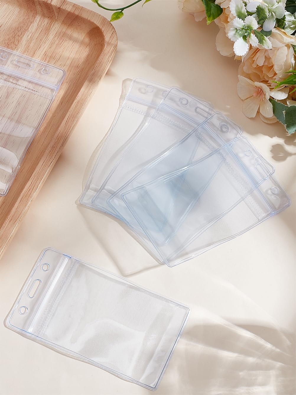 1 set 6pcs Transparent PVC Plastic Name Card Holders Waterproof Hanging ...