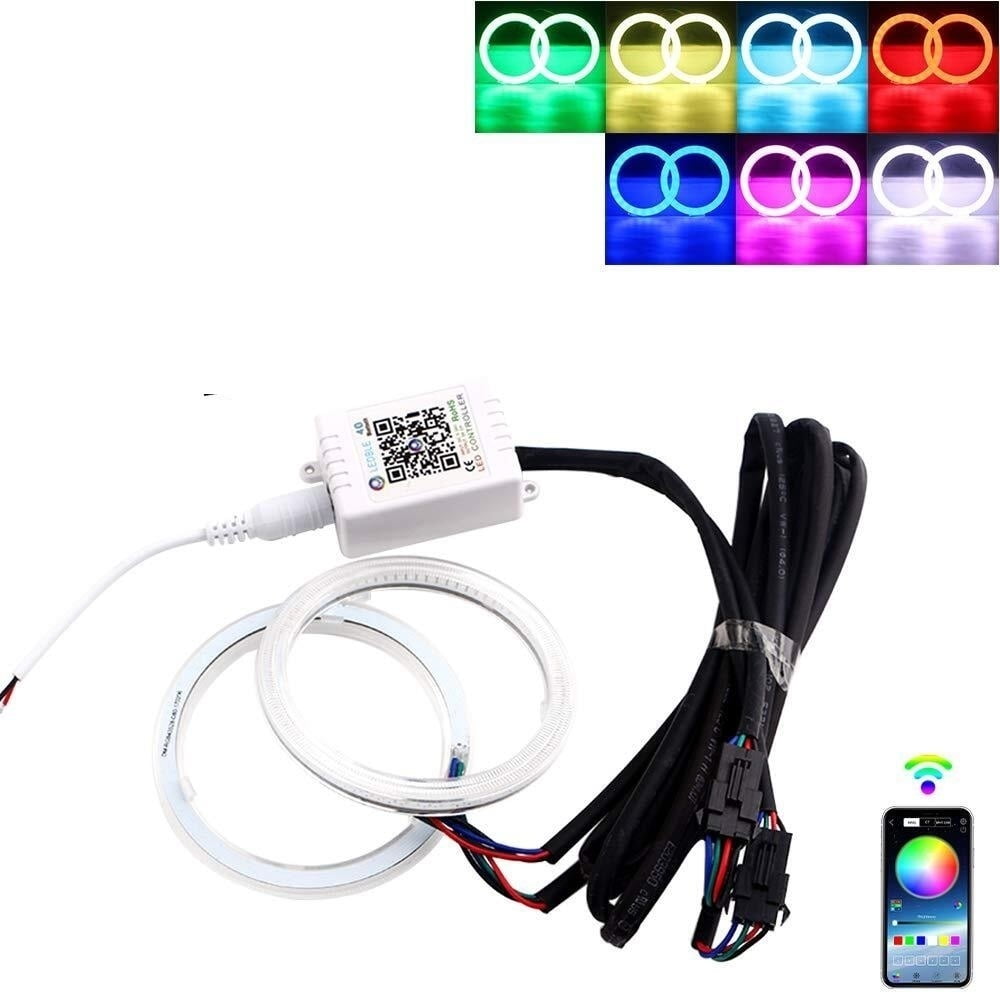 1-set 70MM Multi-Color RGB LED Halo Rings Light COB 72SMD Smart Phone ...