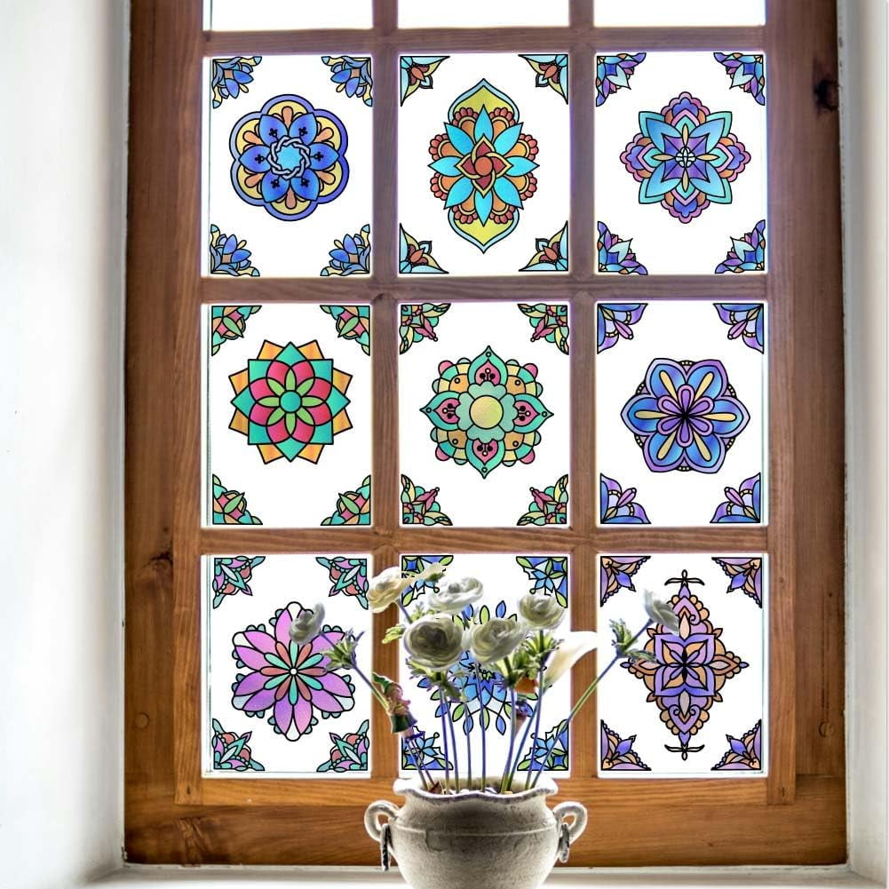 1 set 9PCS Mandala Window Stickers Colorful Mandala Window Decals ...