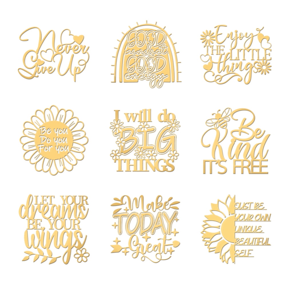 1 set 9pcs Nickel Custom Self-adhesive Picture Decals Golden Word ...