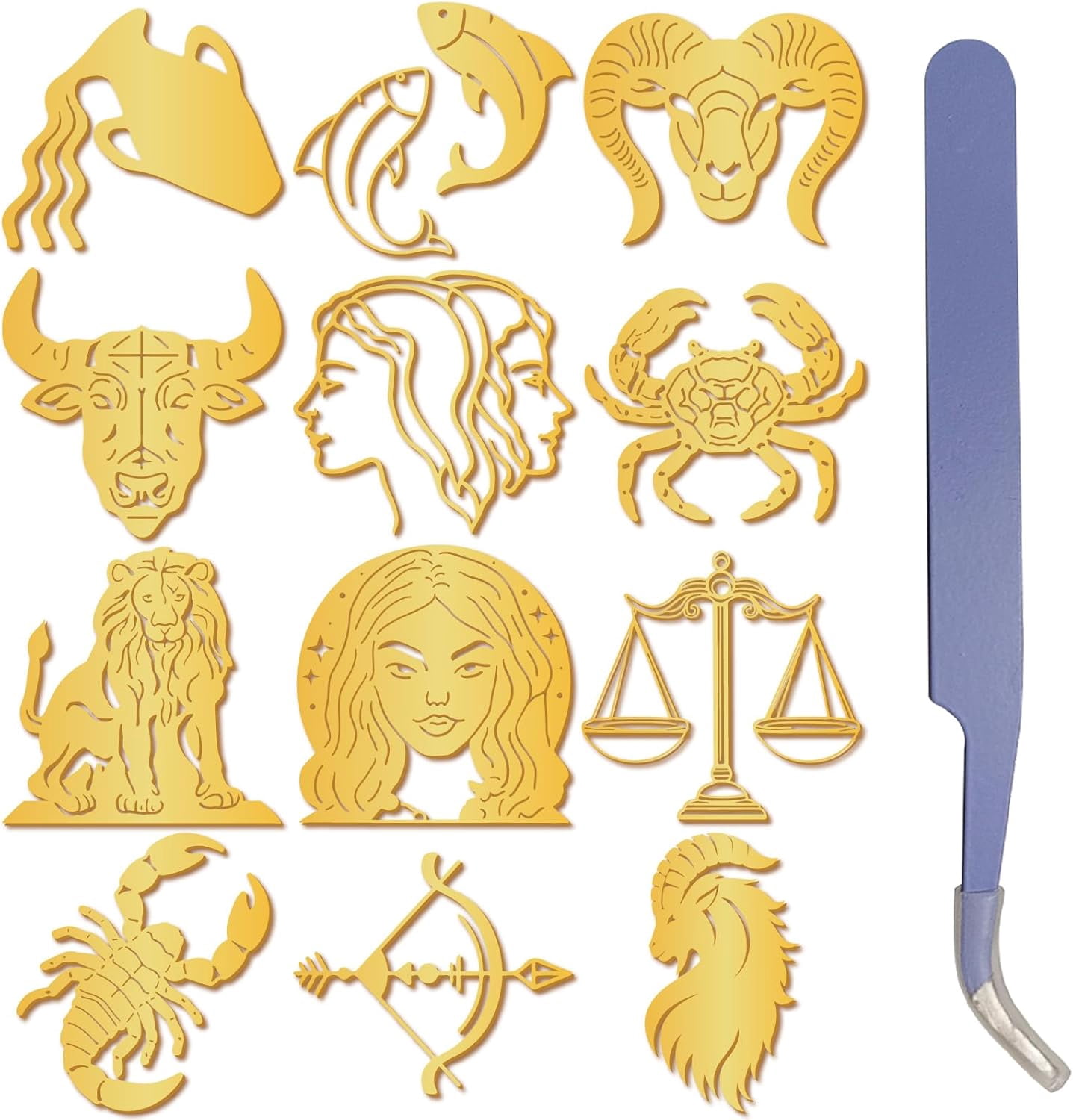 1 set Constellation Theme Nickel Metal Waterproof Self-Adhesive Picture Stickers for DIY Photo ...