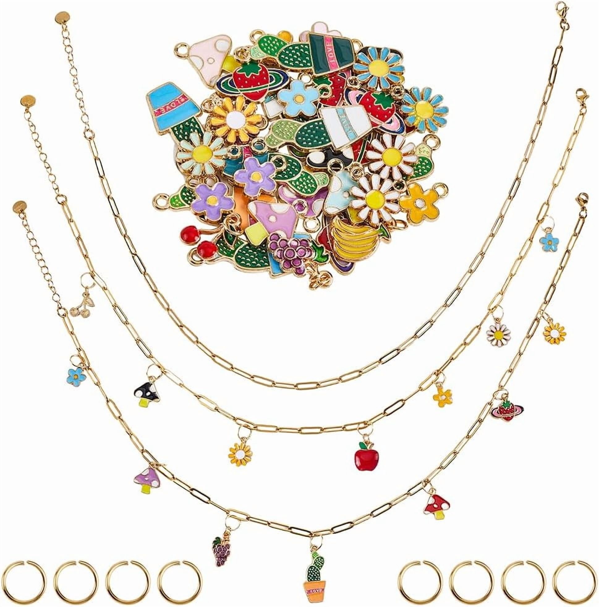1 set DIY Alloy Enamel Pendant Necklaces Jewelry Making Kits with 304 ...