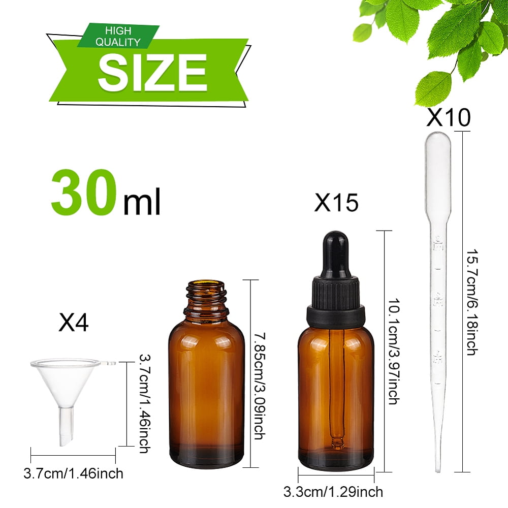 1 set DIY Dropper Bottles Kit with Glass Dropper Bottle Plastic Funnel ...