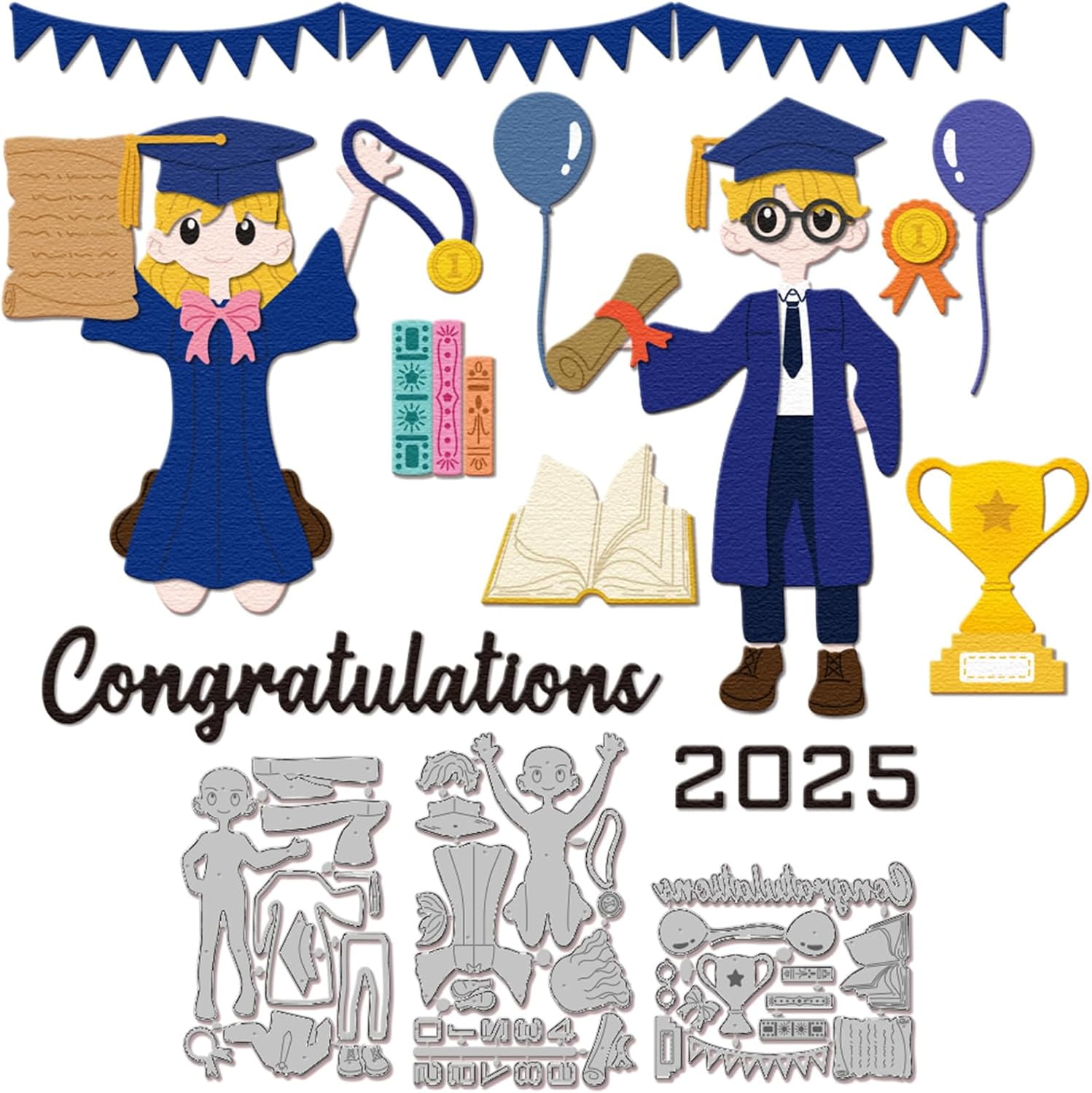 1 set Graduation Season Theme Carbon Steel Cutting Dies Stencils for ...