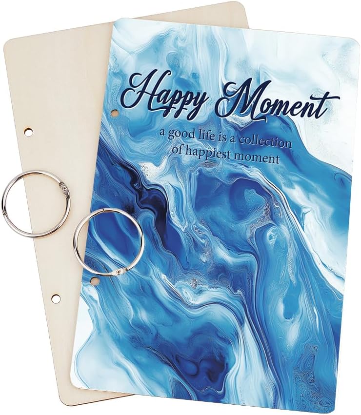 1 set Happy Moment Greeting Card Organizer Blue Water Flow Wooden Card ...