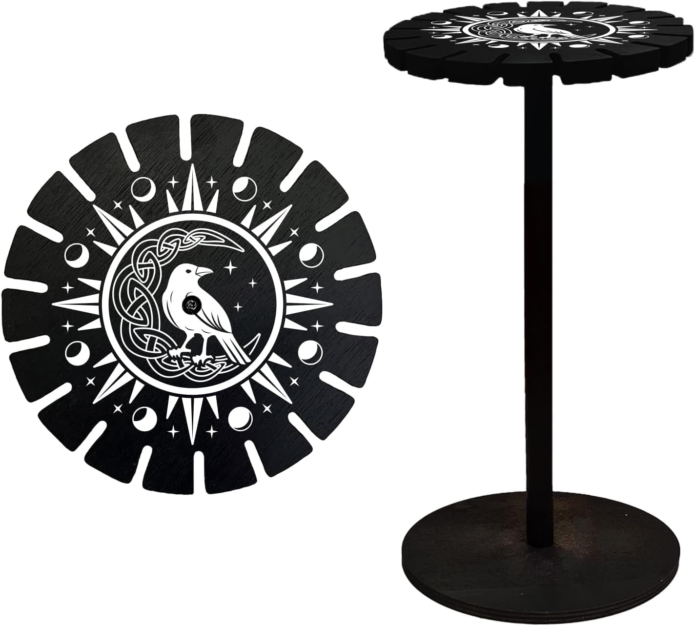 1 set Pendulum Holder Stand Display Shelf Black Moon Crow Wooden ...