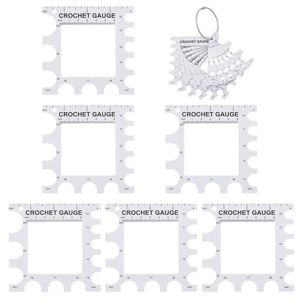 1 set Plastic 6 pcs Crochet Gauge Tools Rectangle Plastic Knitting ...