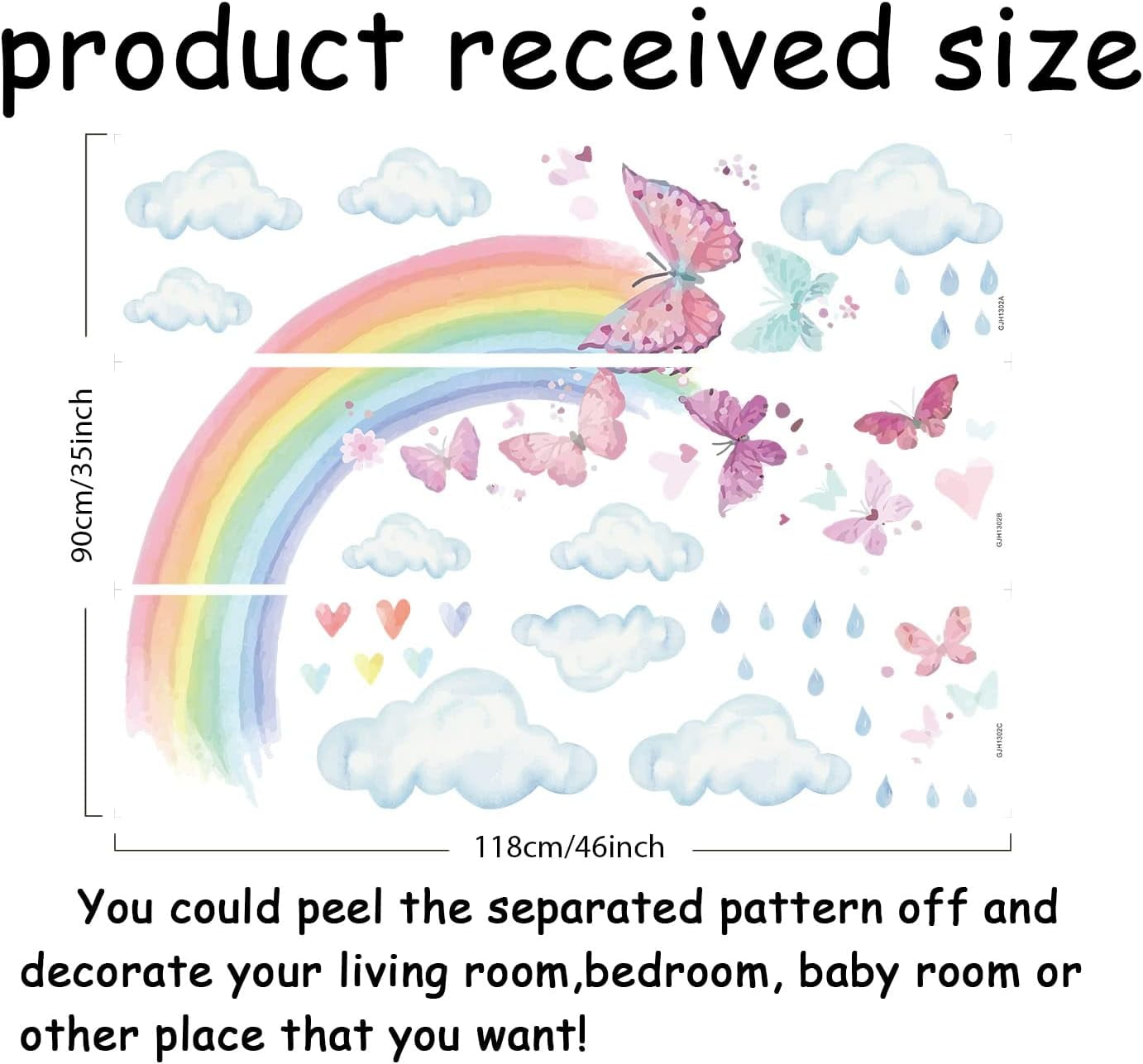 1 set Rainbow Wall Decals Colorful Butterfly Clouds Wall Sticker ...