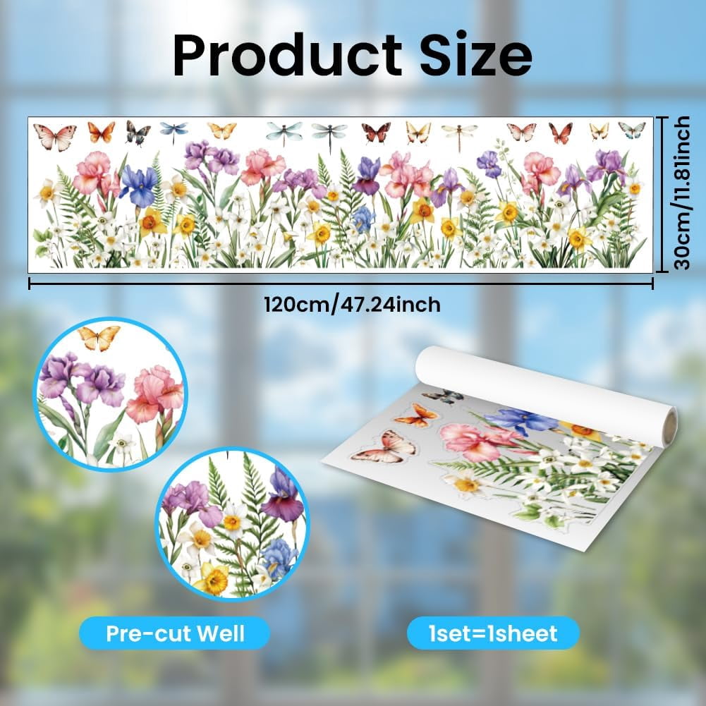 1 set Static Window Clings Ferns Daffodils and Snowdrops 1 Sheet ...