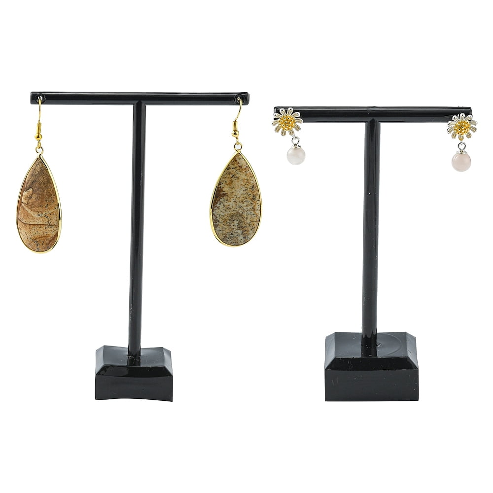 1 set T Bar Organic Glass Earring Display Stand T Bar with Two Holes ...