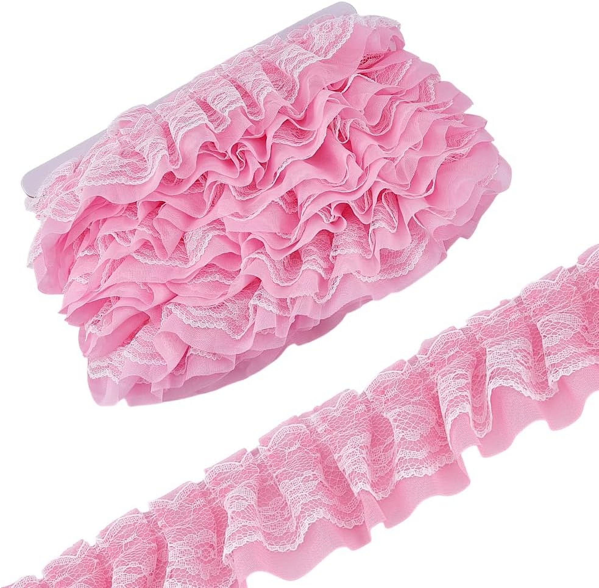 1 set US 20M Double Layer Polyester Pleated Flower Lace Trim Ribbon ...