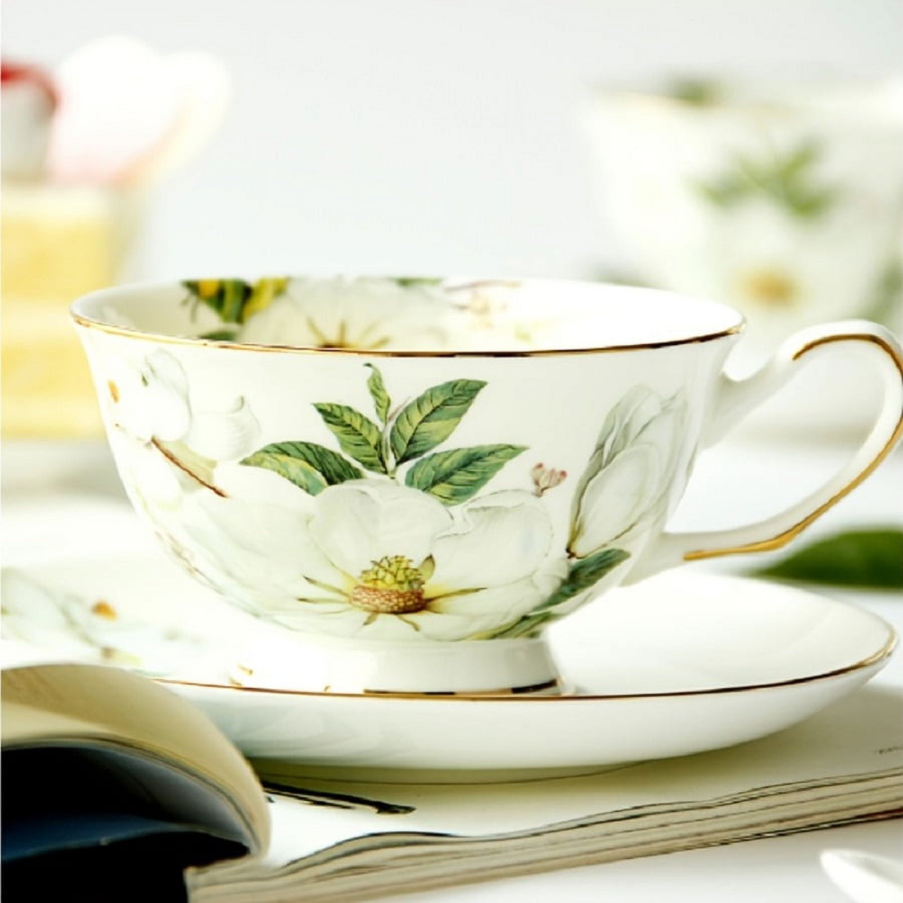 1 set Vintage Bone Porcelain Tea Cup Set, Exquisite Ceramic Flower ...
