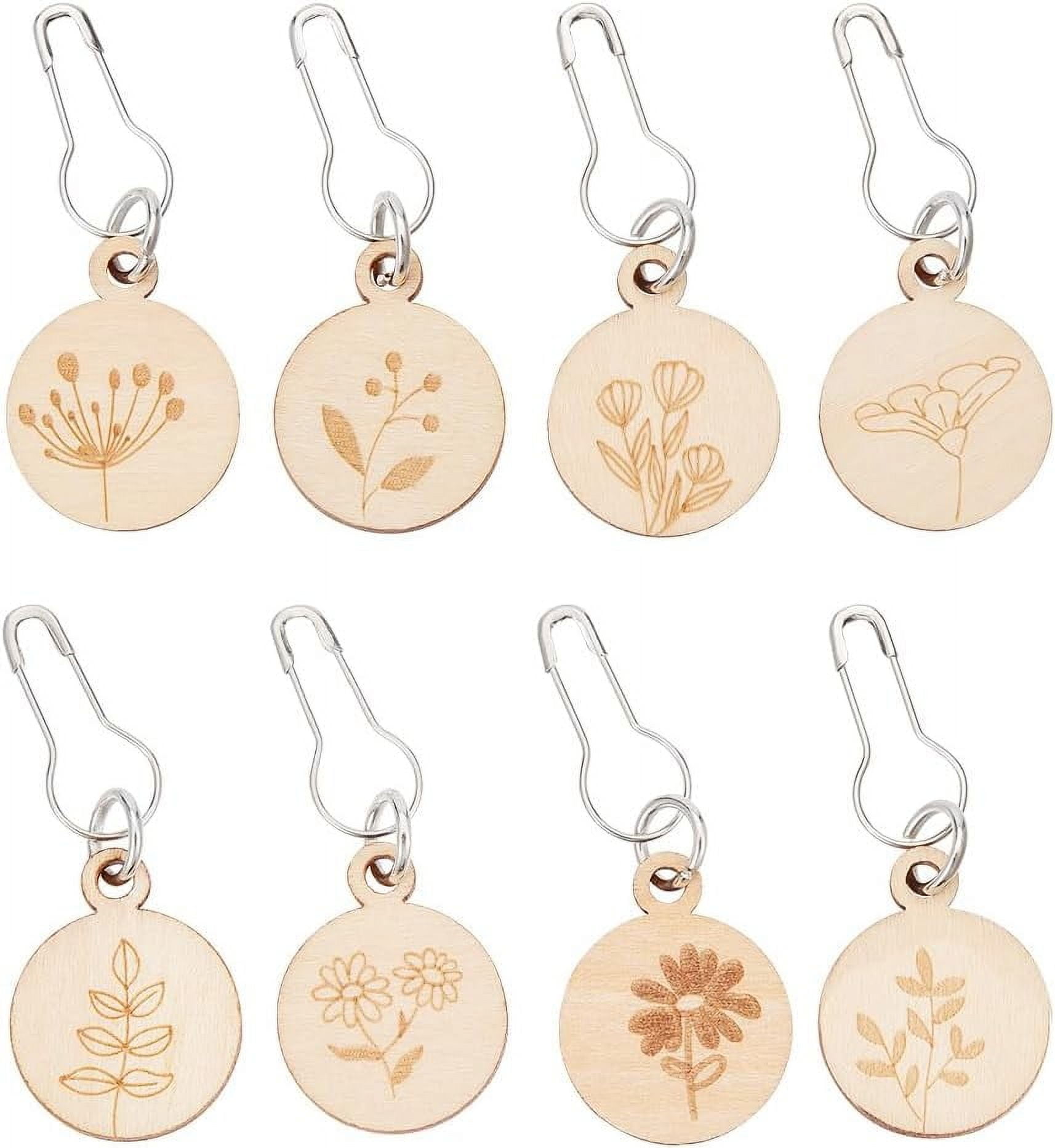 1 set Wooden Pendant Stitch Markers Crochet Leverback Hoop Charms ...