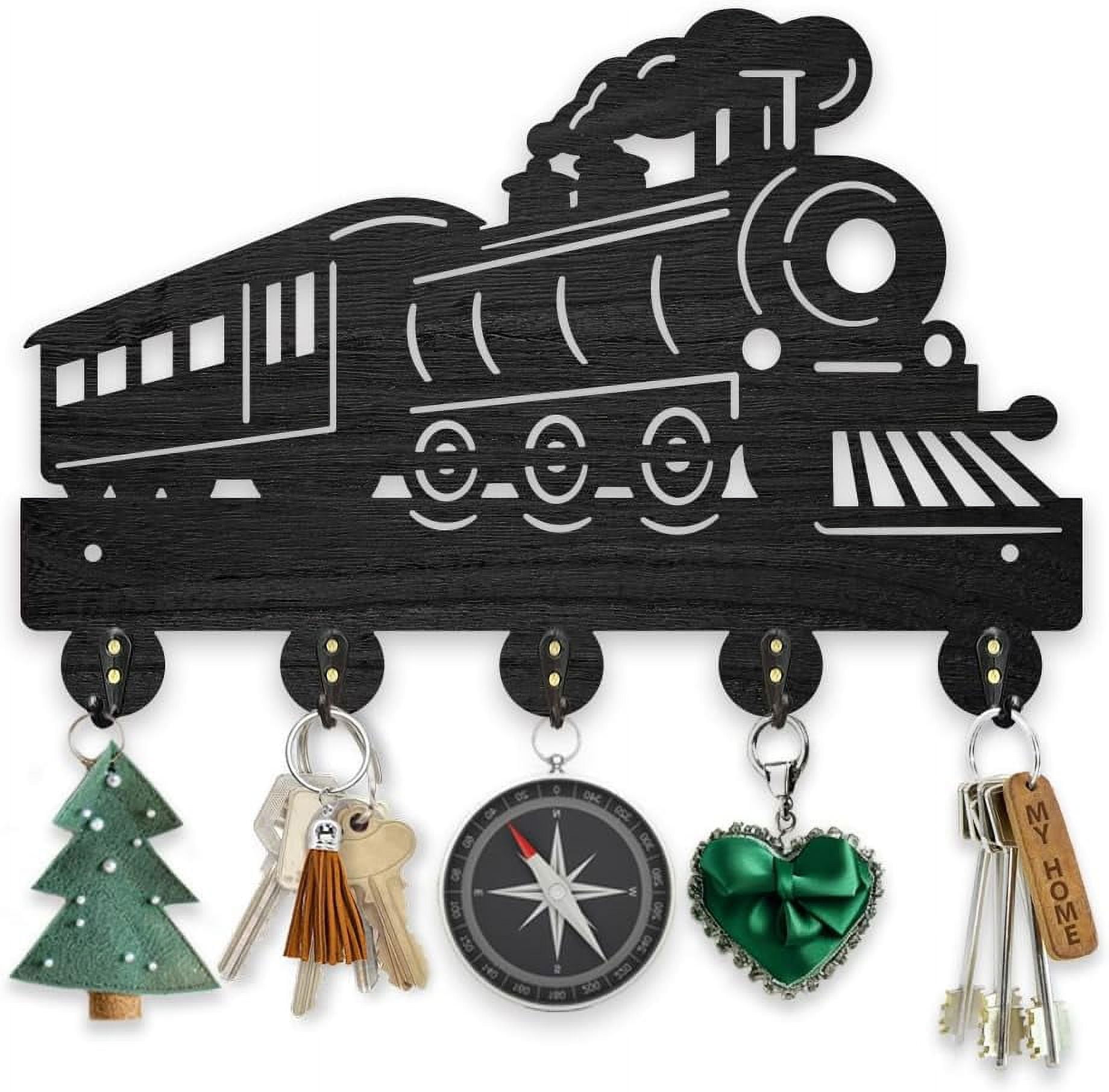 1 set Wooden Steam Train Coat Rack Wall Mount Vintage Retro Train Key ...