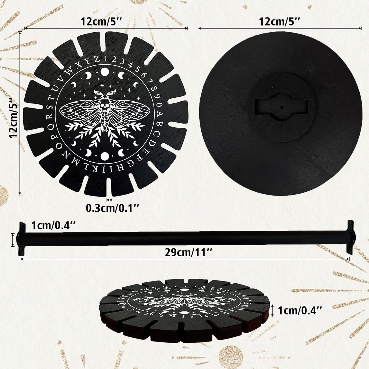 1 set Wooden Wheel Wooden Display Shelf Black Holder Stand Rustic ...