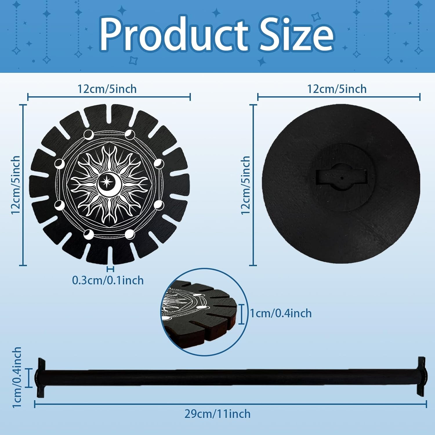 1 set Wooden Wheel Wooden Display Shelf Black Holder Stand Rustic ...