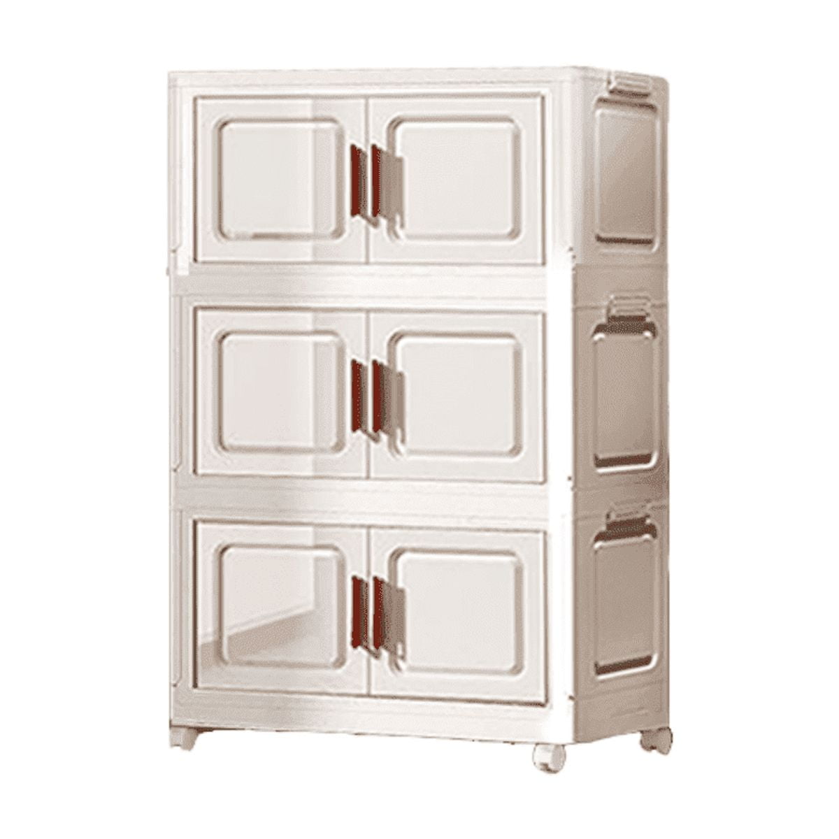 Adult Foldable, Easy-to-Access Storage Box Cabinet with Wheel, White 3 ...