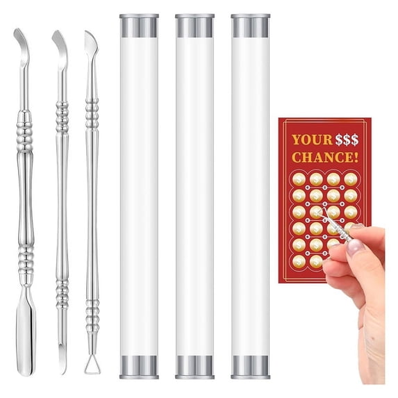 3 Pcs Metal Lottery Ticket Scratcher with Storage Box Lottery Ticket ...