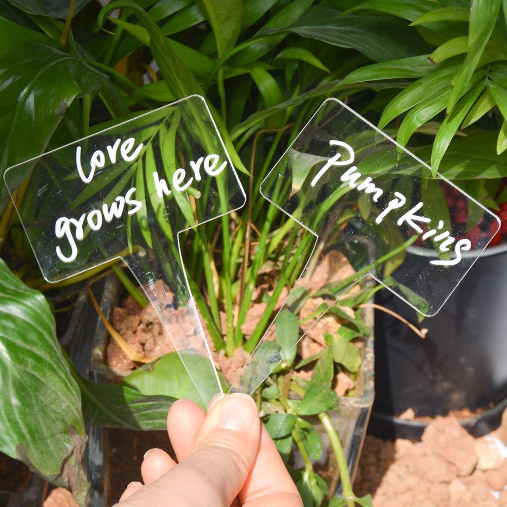 1 set of 12 planter tags - rectangular, plastic tags, miniature plants ...