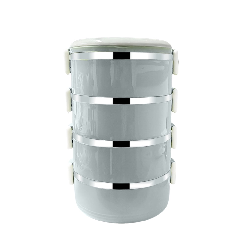 1 set of 4-layer lunch boxes, stainless steel insulated bucket lunch ...
