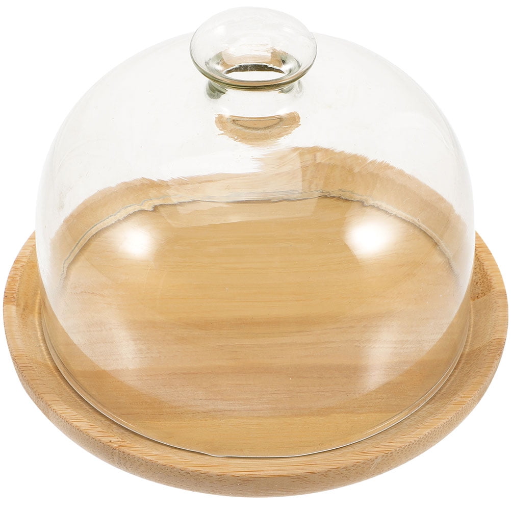 1 set of Cake Bread Serving Tray with Glass Dome Cover Dessert Cake ...