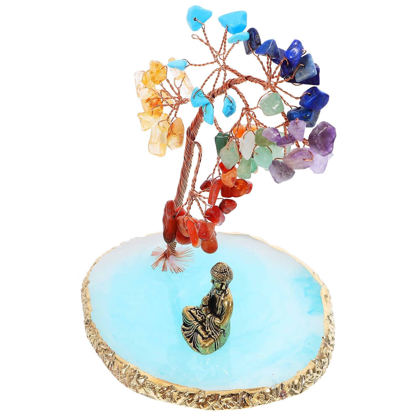 Buddha Statue Crystal Tree Decor Set for Living Room Office Aesthetic ...