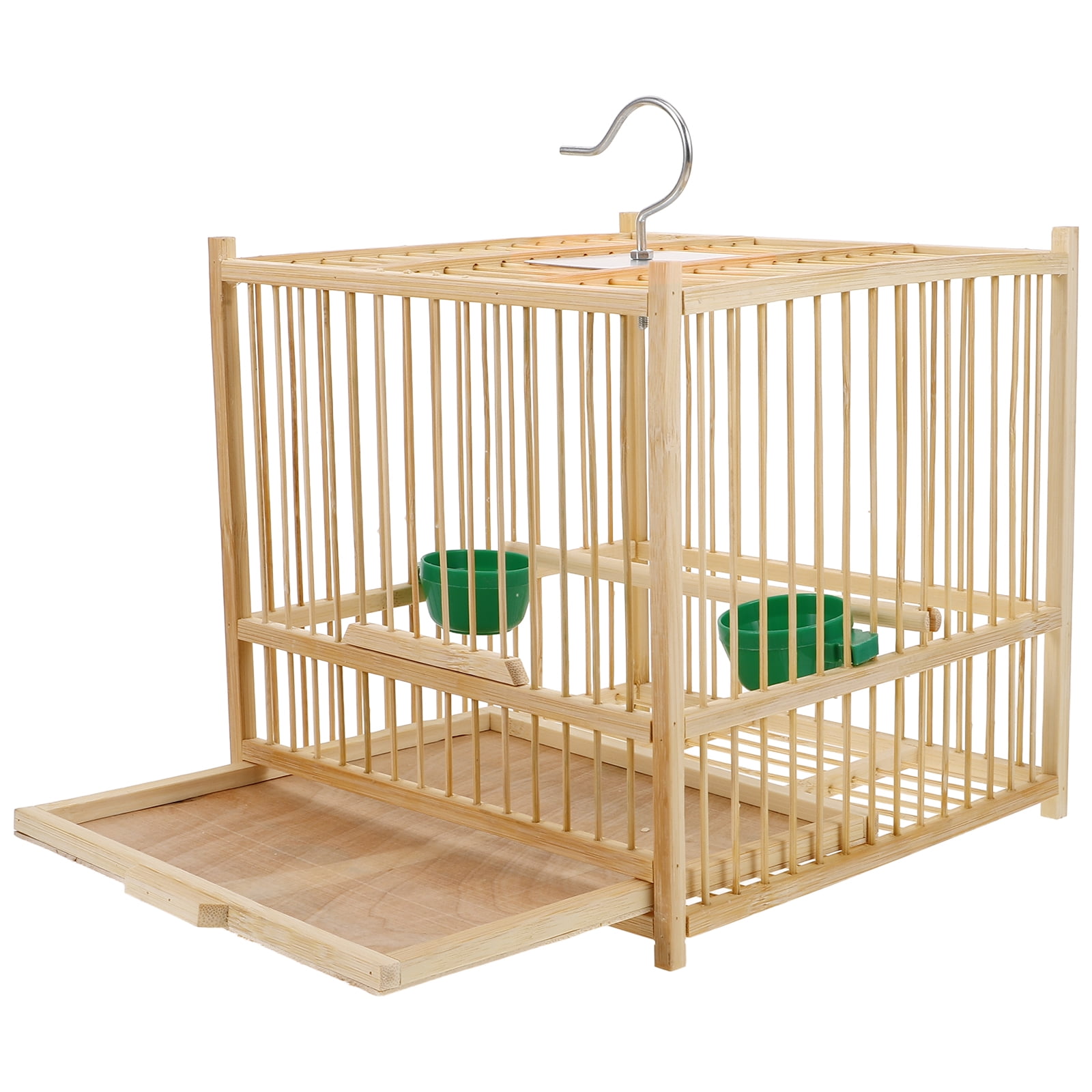 1 Set of Bamboo Parrot Cage with Hanging Hook for Indoor and Outdoor ...
