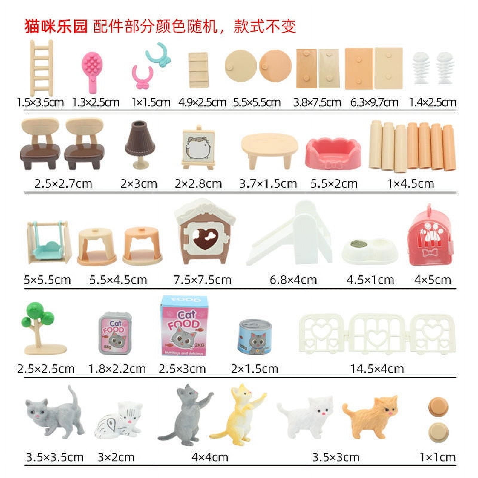 1 set of Pretend Play Toy Set Plastic Cat Scene Playset Pretend Cat ...