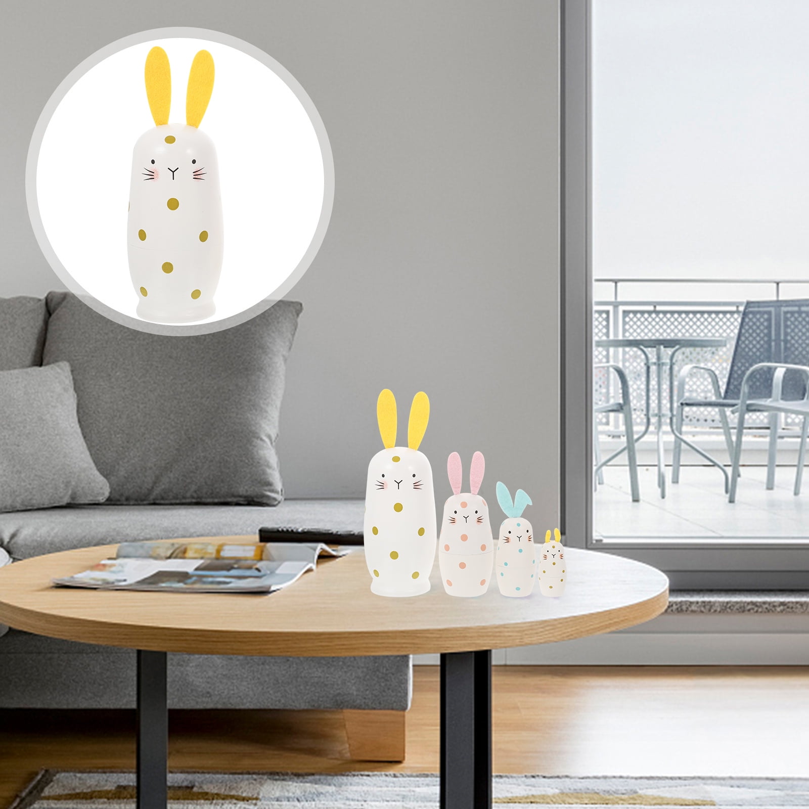 OUNONA 1 Set of Four Layer Rabbit Nesting Dolls Wooden Party Gift ...
