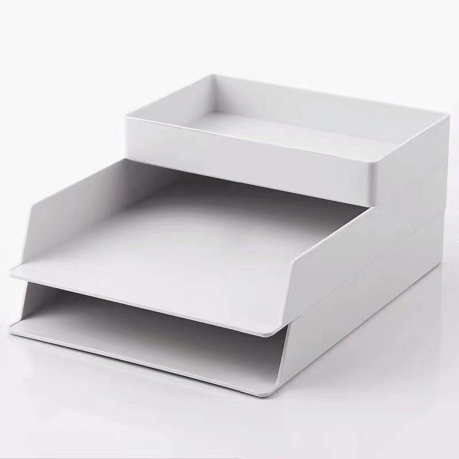 1 set of Stackable Storage Tray Desktop Paper Storage Holder Document ...