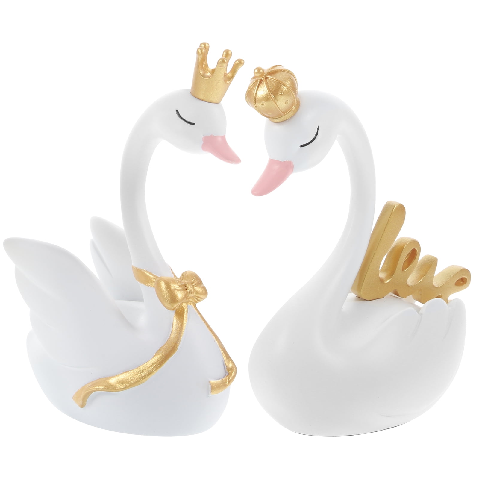 1 set of Swan Figurine Table Centerpiece Wedding Swan Ornament Resin ...