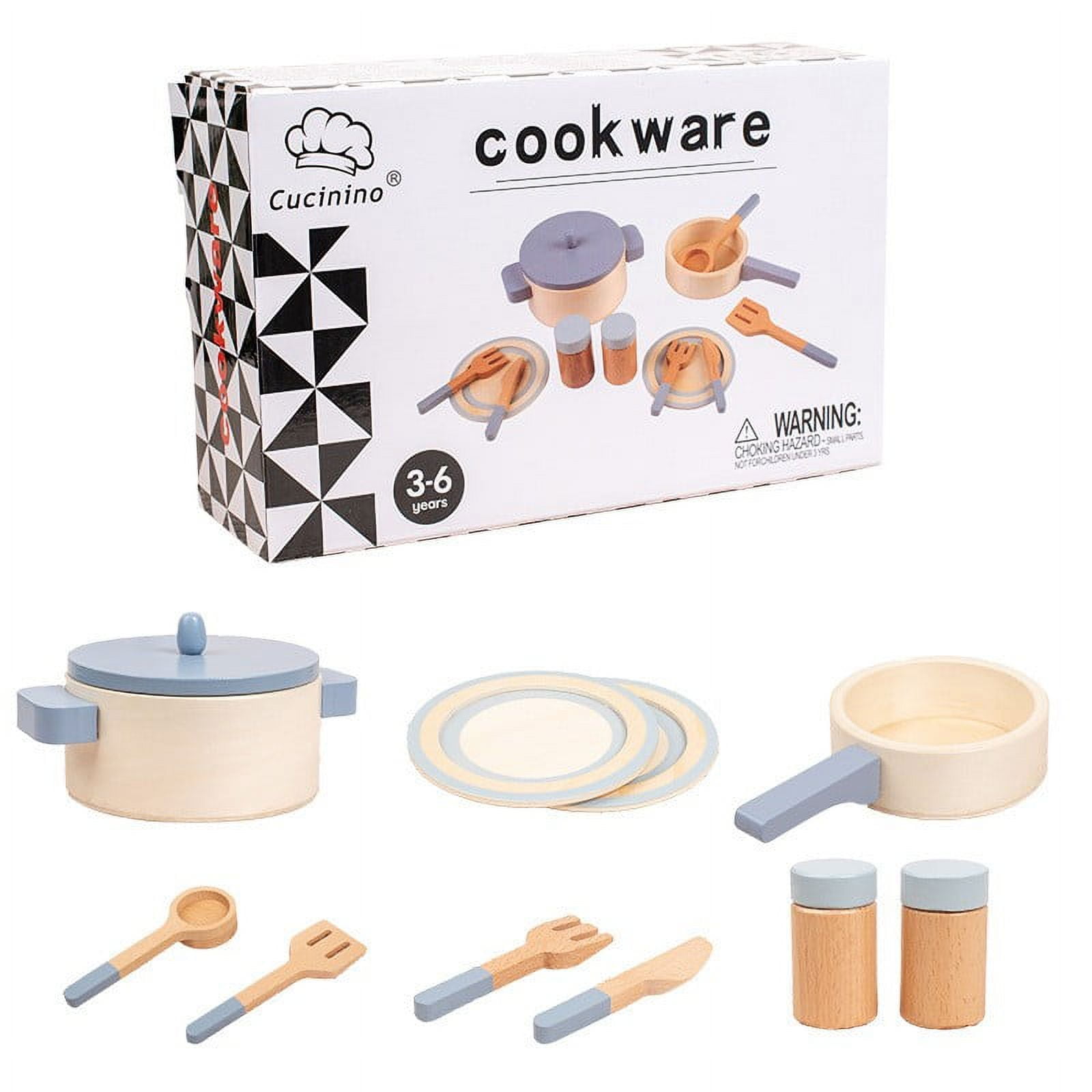 1 set of Wooden Cookware Set Kitchen Playset Pretend Play Cookware Set ...