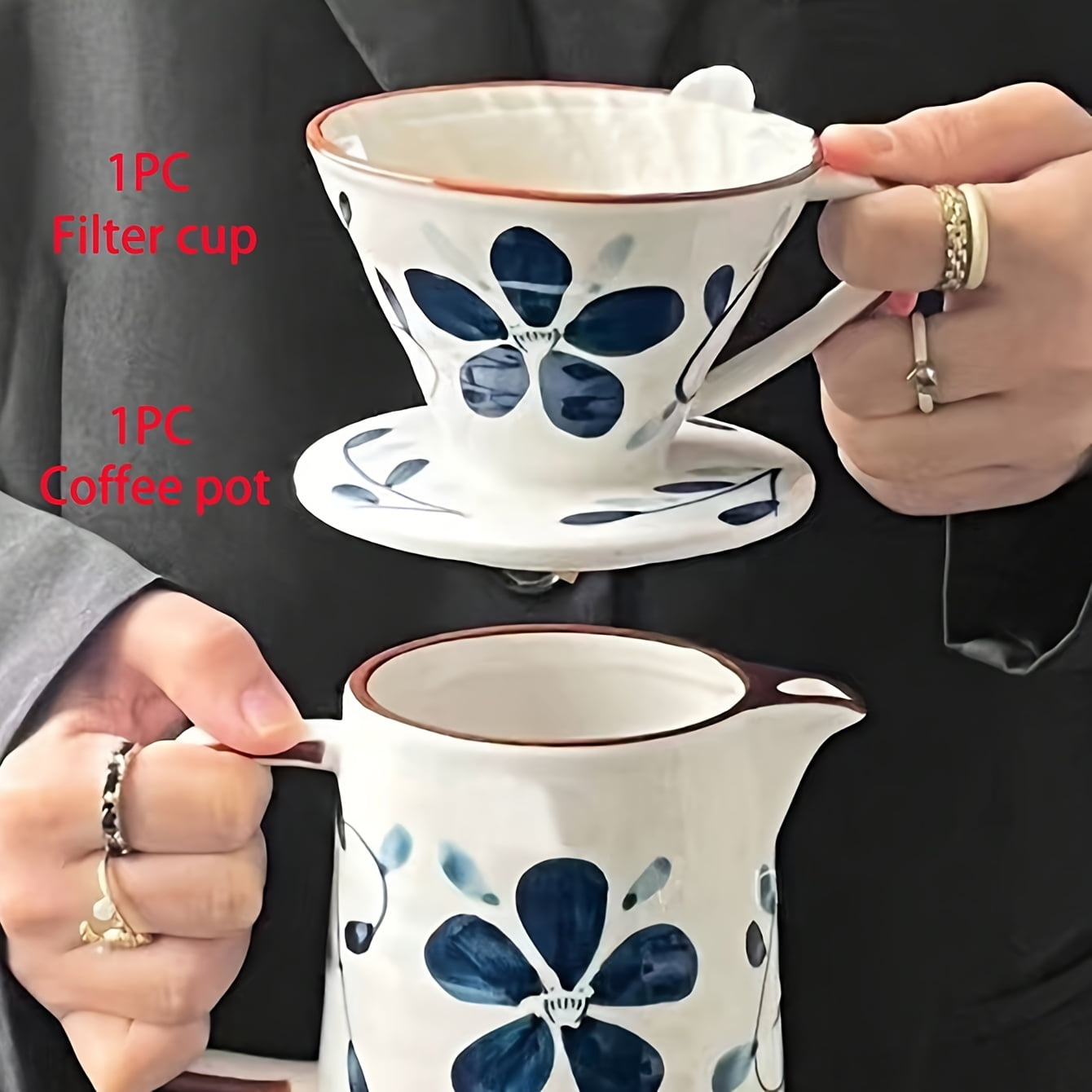 1 set of coffee filter cups, retro style ceramic inverted cups and ...