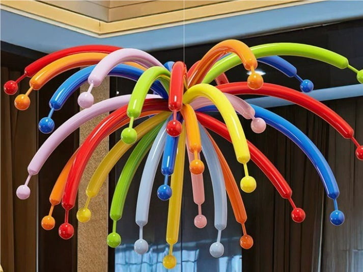 1 set of colorful fireworks balloons birthday party classroom scene ...