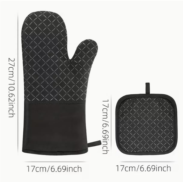 1 set of one size fits all oven gloves and pot holders heavy duty ...