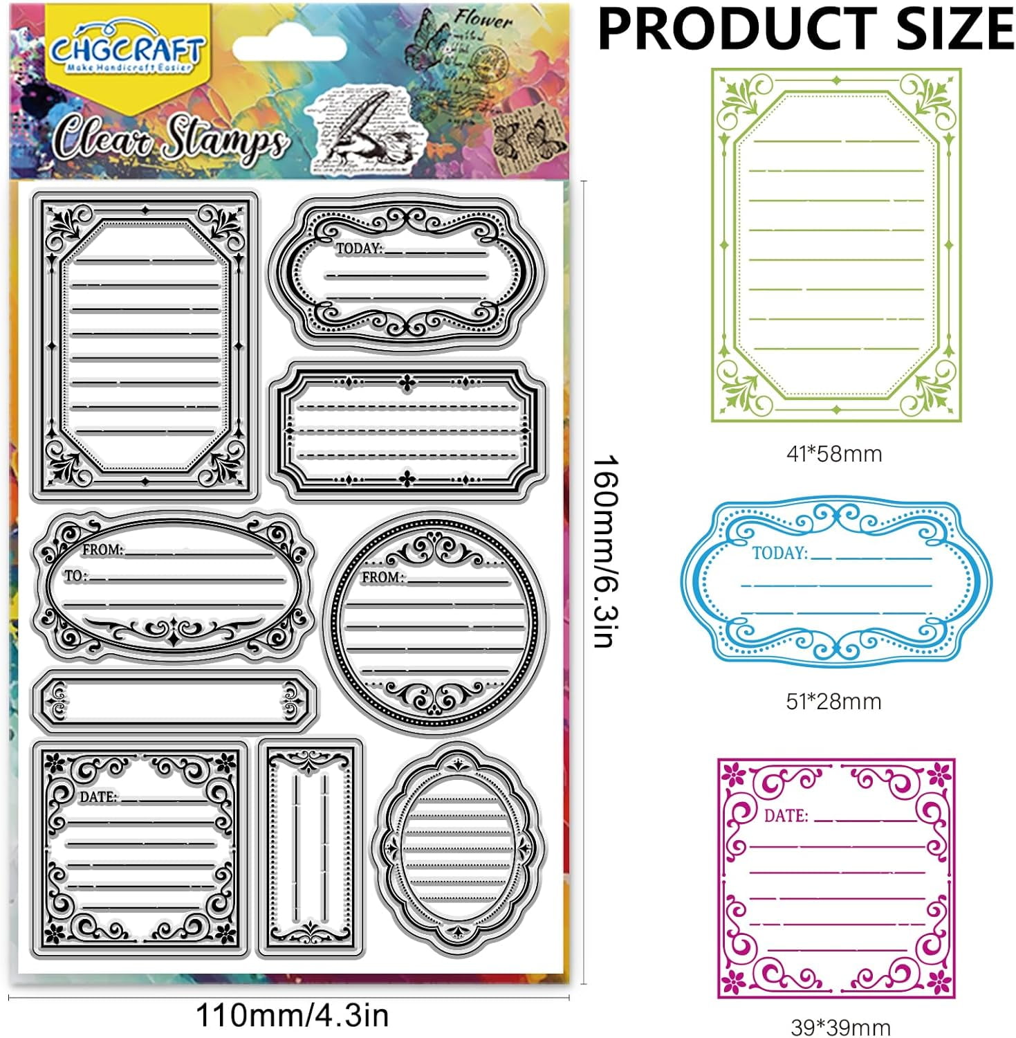 1 sheet Label Frame Clear Stamp Transparent Handicraft Stamps for DIY ...